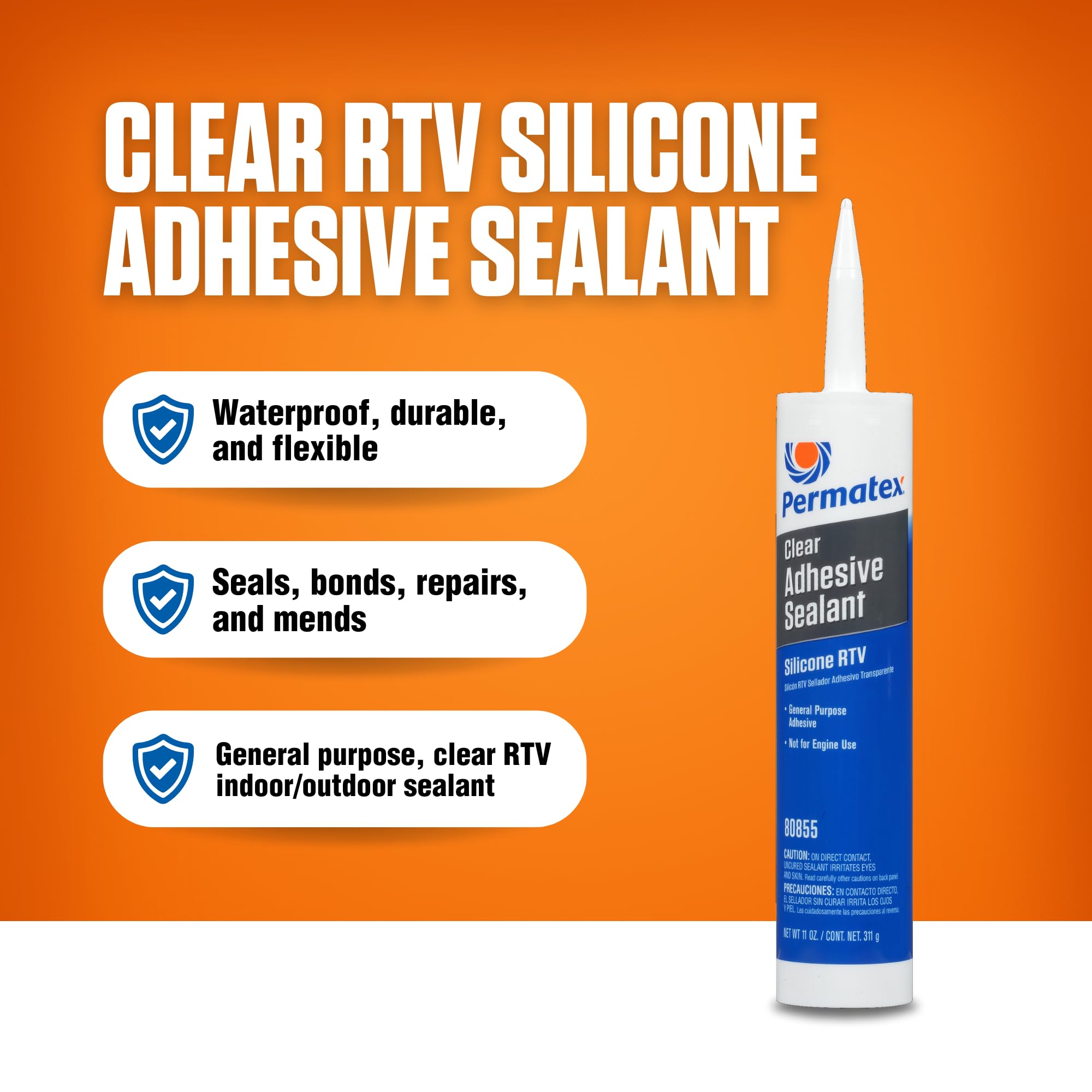 Mua Permatex 80855 Clear RTV Silicone Adhesive Sealant, Waterproof, 11 ...