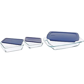 Amazon.com: Pyrex Easy Grab 19-Piece Glass Bakeware Set with Blue Lids ...