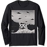 Amazon.com: Alien UFO Funny Cat T-Shirt: Clothing