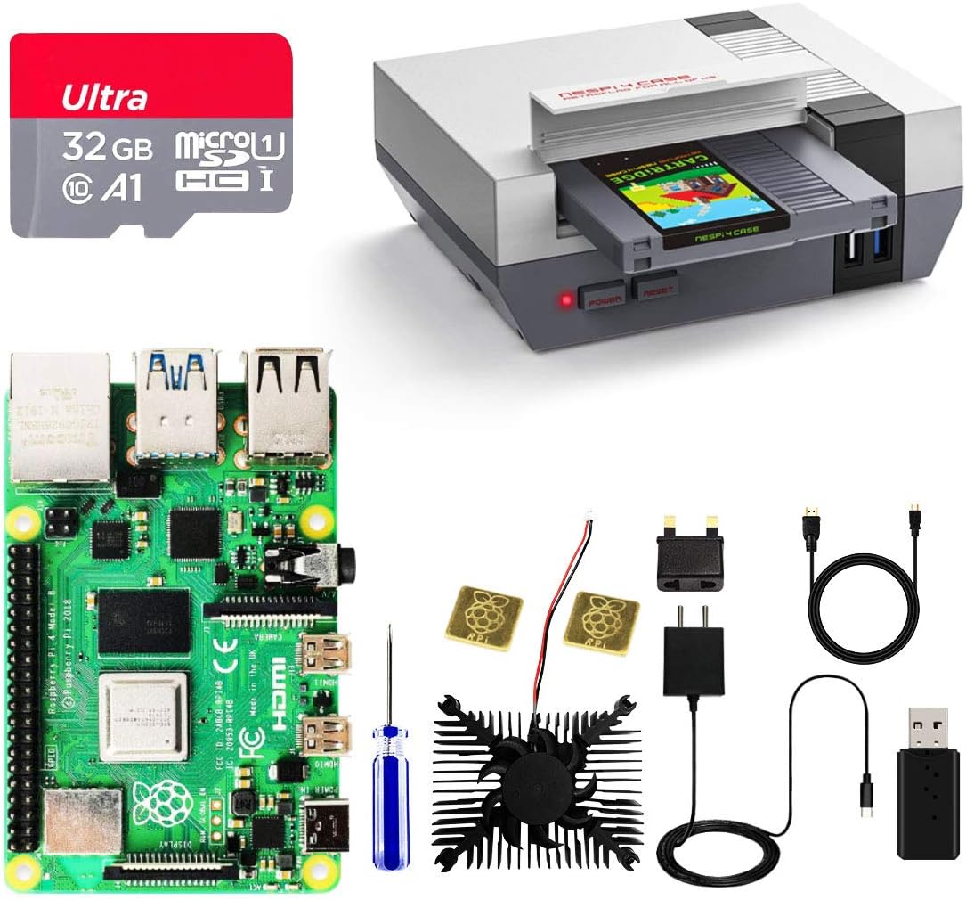 AKNES RETROFLAG NESPi 4 Case for Raspberry Pi 4 Model B, Raspberry Pi 4B Case with 4GB Pi 4 ...