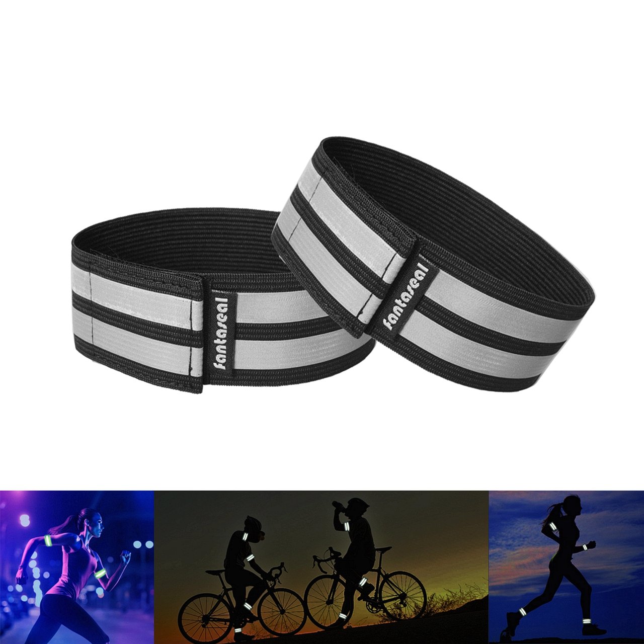 Reflective Running Band 4 Pieces Reflective Strips High Visibility ...