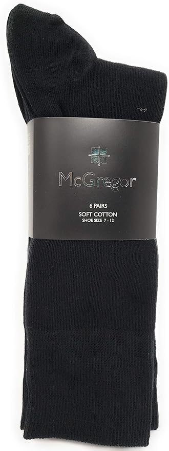 McGregor Soft Cotton Black Socks 6 Pairs, 44024: Amazon.ca: Clothing ...