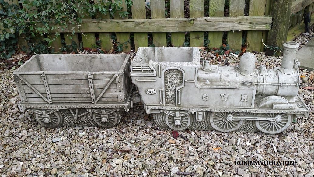 Stone Concrete Train & Carriage Planter (DELIVERY EXCEPTIONS): Amazon ...