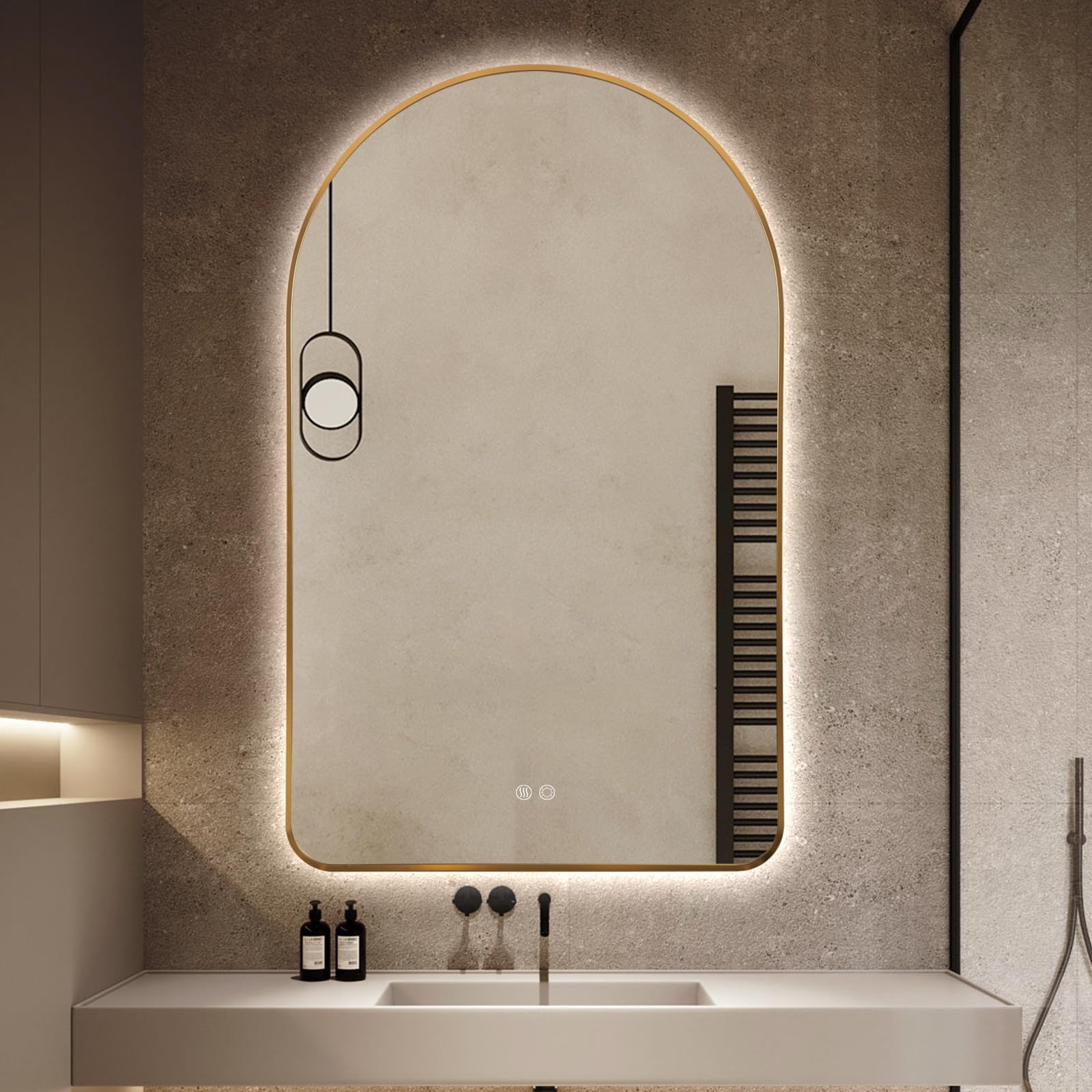 Niccy Arched LED Lighted Bathroom Mirror, 48x30 Inch Backlit Vanity ...