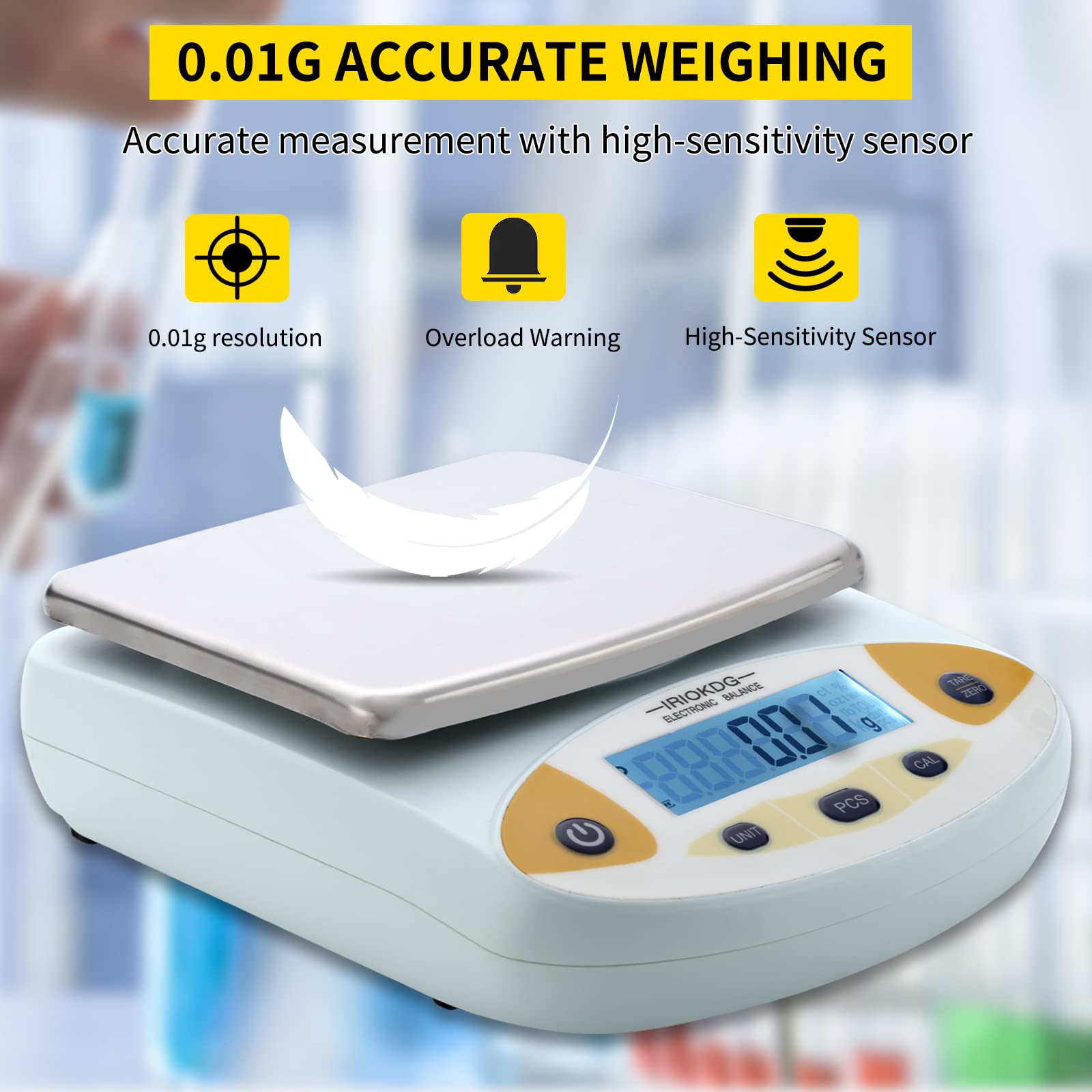 IRIOKDG Lab Scale 0.01g High Precision Digital Gram Scale .01 Gram ...