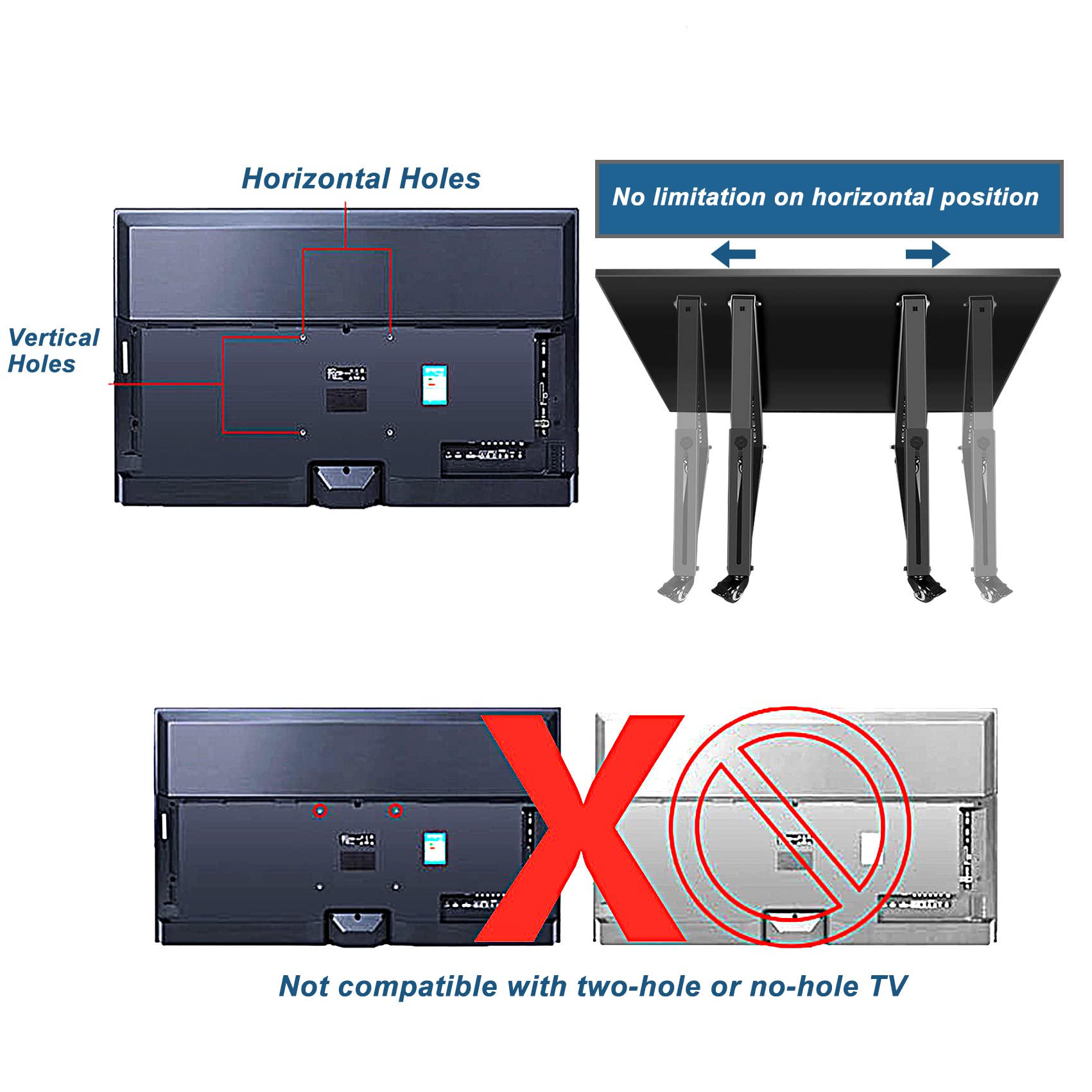BIGalleons Low Height Mobile TV Stand, Monitor Floor Stand Cart ...