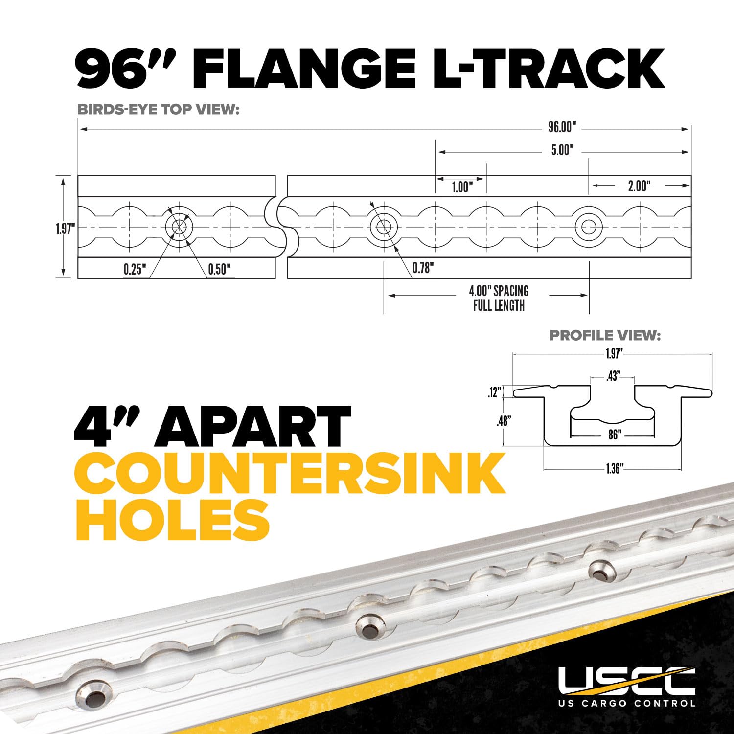Mua US Cargo Control Flanged L-Track 8 FT, Aluminum L Track Rail for ...