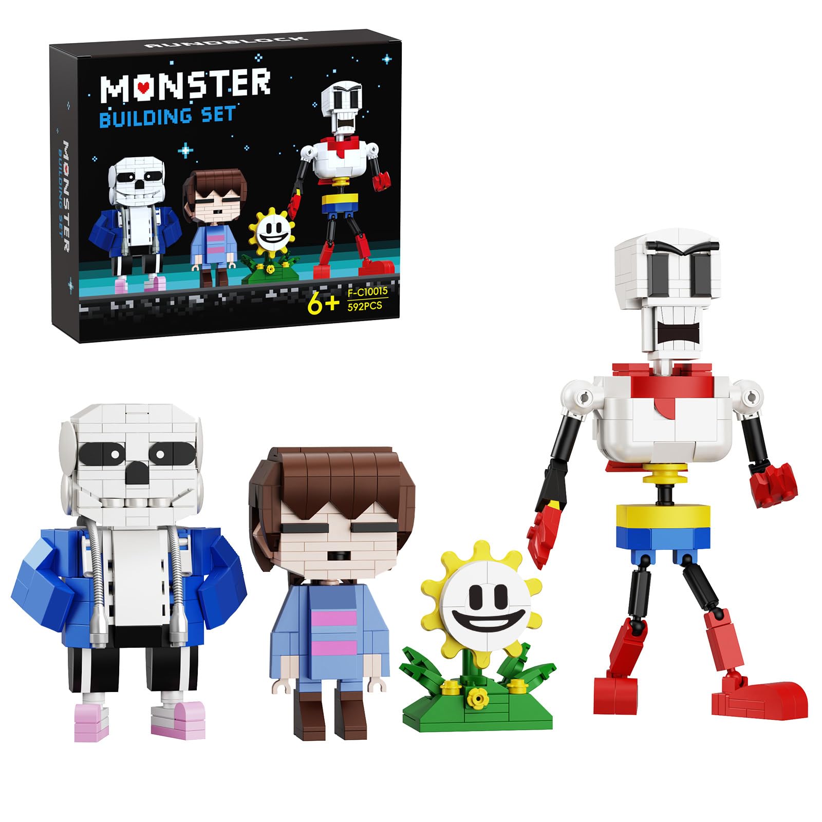 Undertale Action Figures Building Set 4 In 1, Horror Game Blue And Red ...