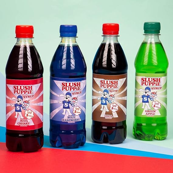 Official Slush Puppie Syrup 4 Pack Blue Raspberry, Cola, Red Cherry and ...