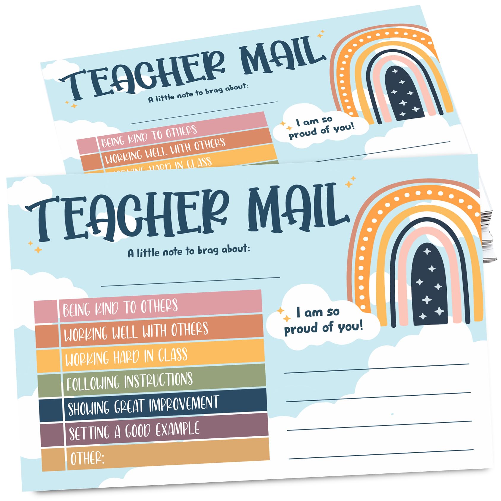 Rainbow Teacher Mail Incentive Cards Note to Parents, Preschool ...