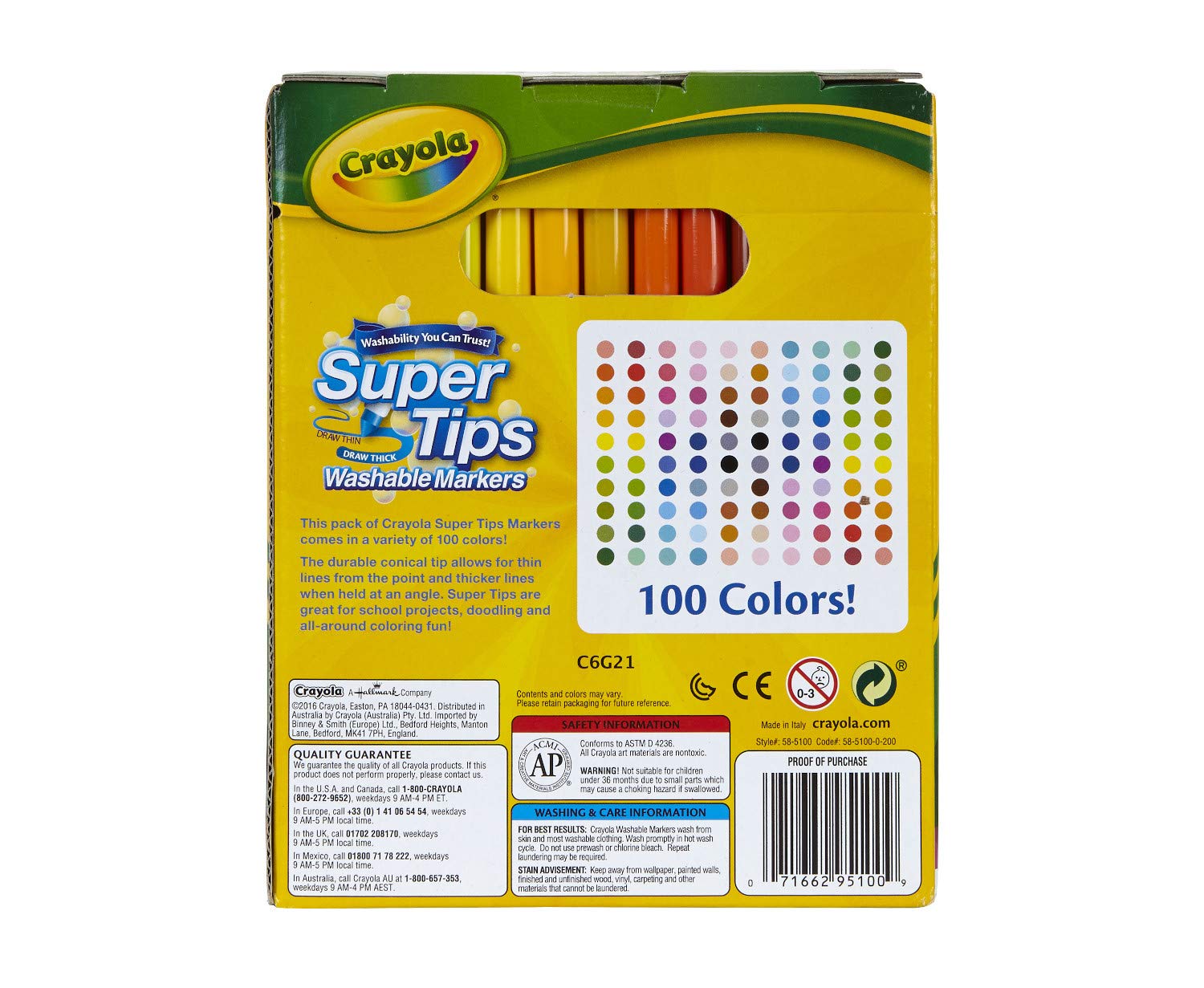 Crayola Super Tips Marker Set, Washable Markers, Assorted Colors, Art ...