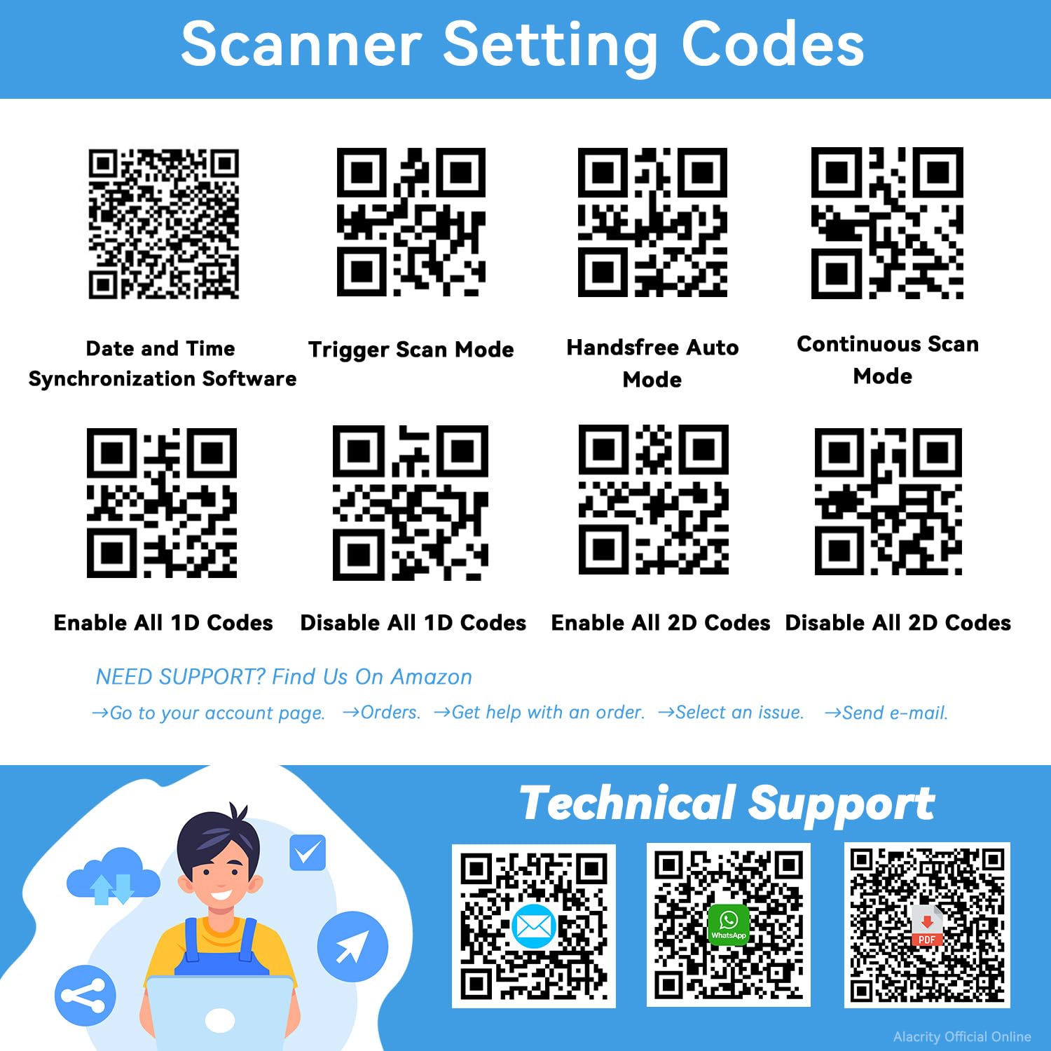 Mua Alacrity Upgraded 2D Industrial Barcode Scanner with Wireless ...