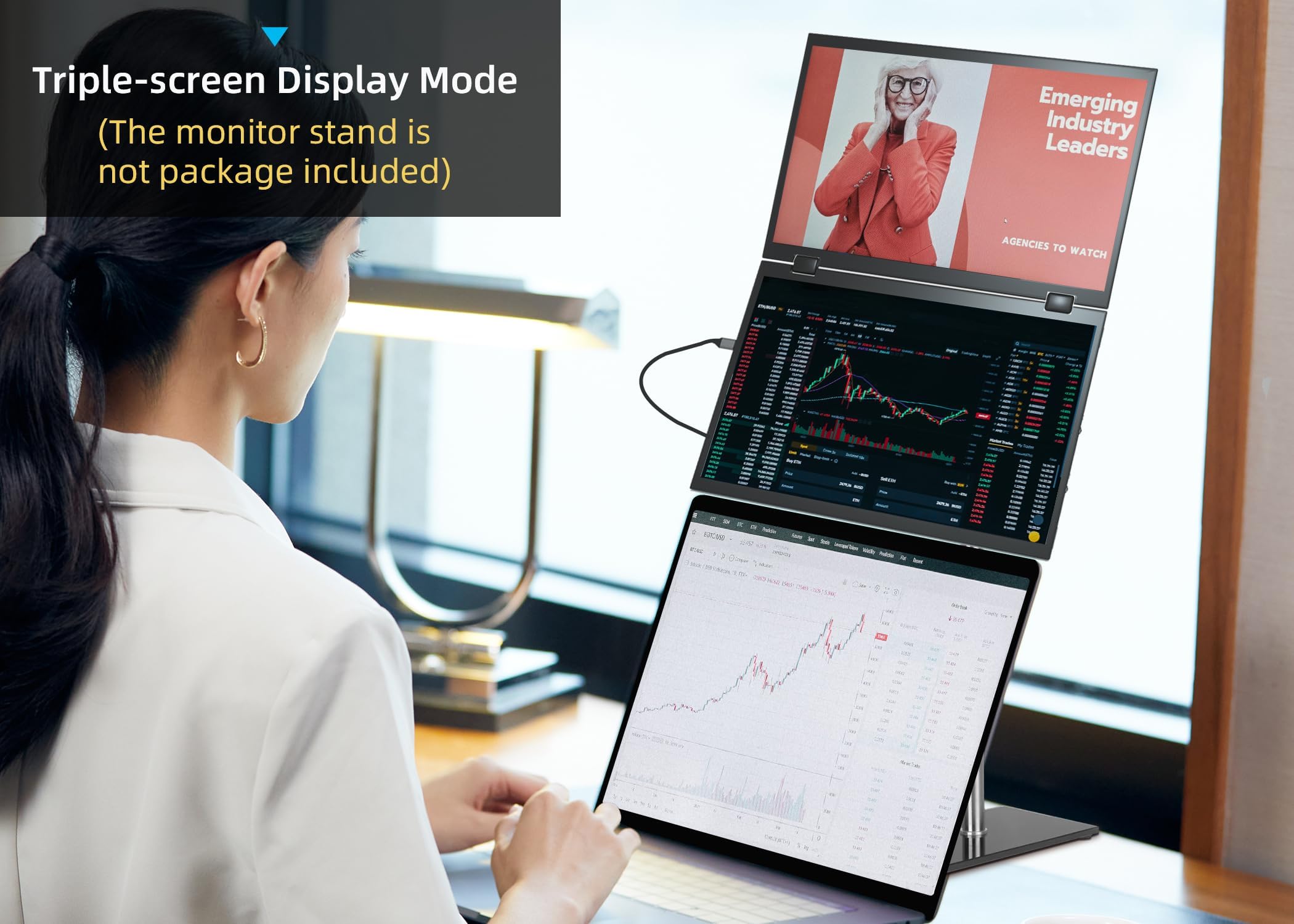 Mua Virzen Triple Screen 15.6" Portable Foldable Monitor Dual Screen ...