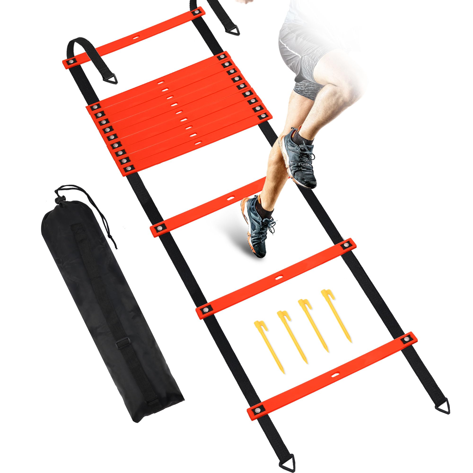 Camkinger Fixed Rung Agility Ladder, 20ft, 12 Rungs No Tangle Speed and ...