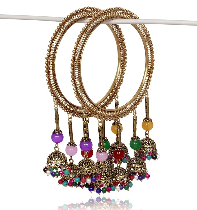 Buy SANARA Ethnic Style Dangle Latkan Bangles for Girls & Women (Gold ...