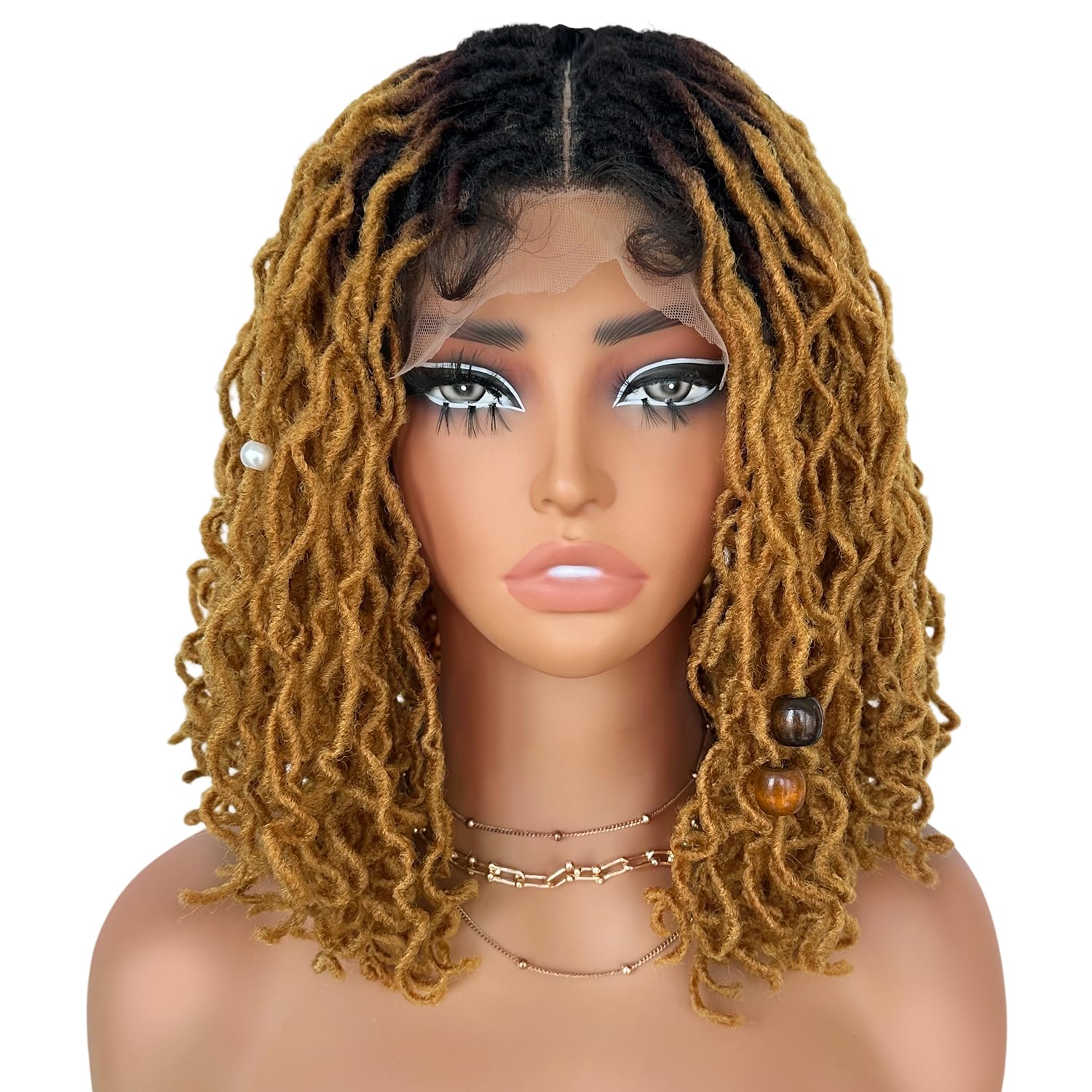 SOKU Short Curly Twist Faux Locs Wigs for Black Women 14 Inch Ombre ...