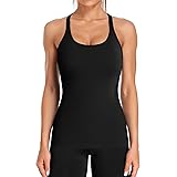 Amazon.com: ATTRACO Women Ribbed Workout Crop Tops with Built in Bra Yoga Racerback Tank Top ...