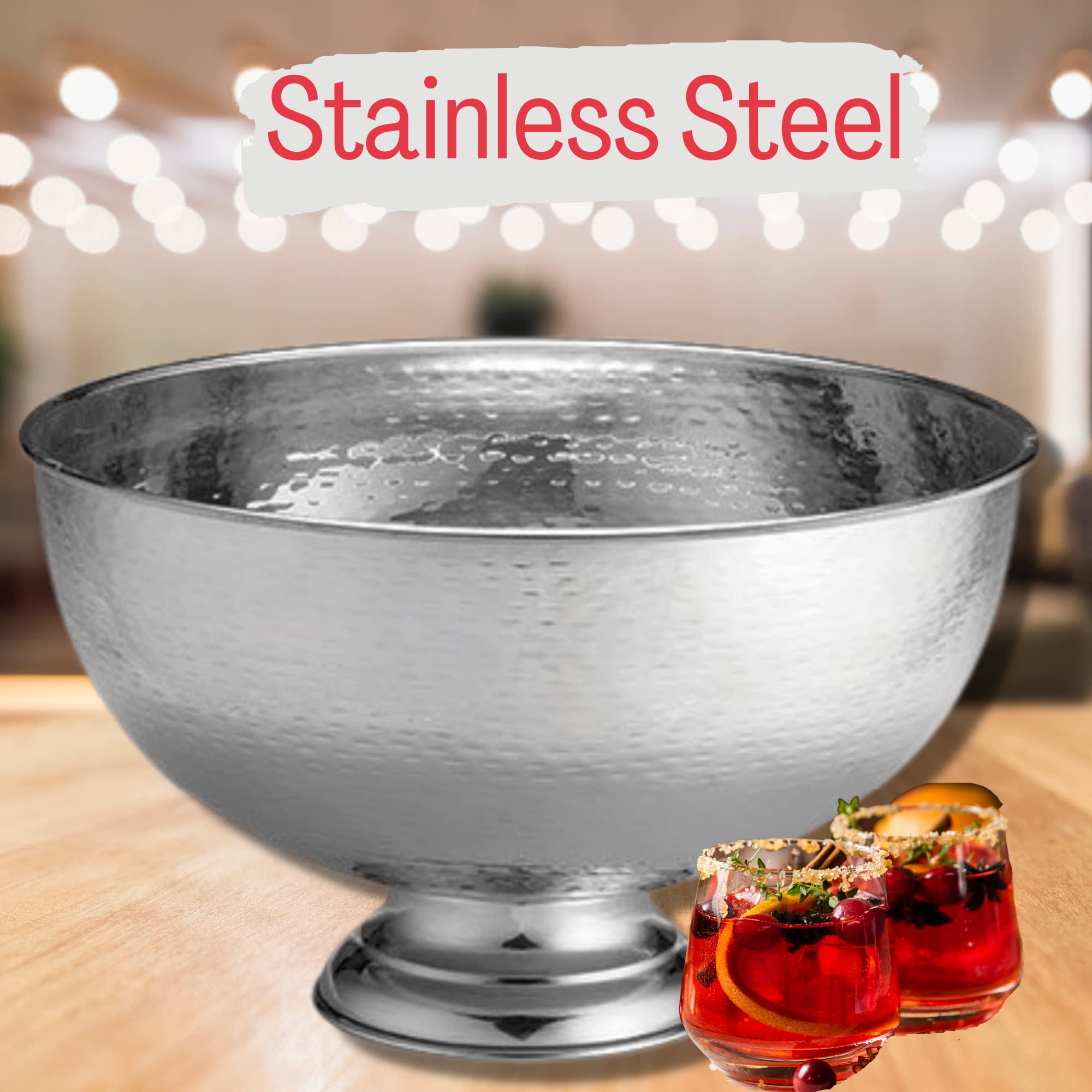 Mua TableCraft RPB1513 Hammered Pedestal Punch Bowl, Large Silver ...