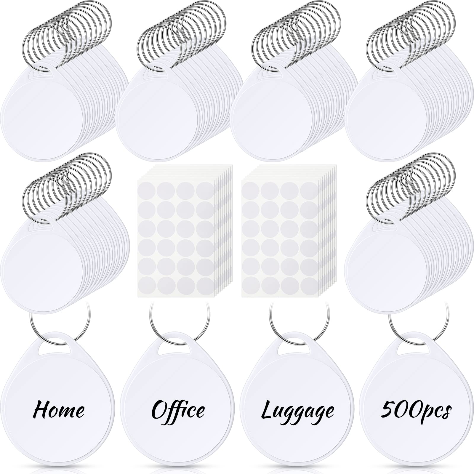 Geyee 500 Pcs 1.25 Inch Writable Tough Plastic Key Tags Sturdy Round ...