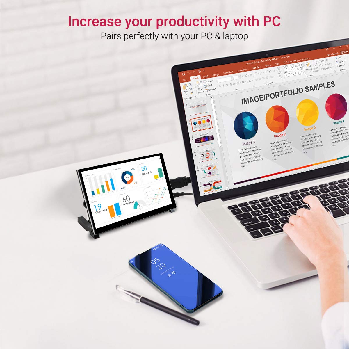 Mua 7 Inch Monitor 1024x600 Portable Touchscreen Monitor for Laptop ...