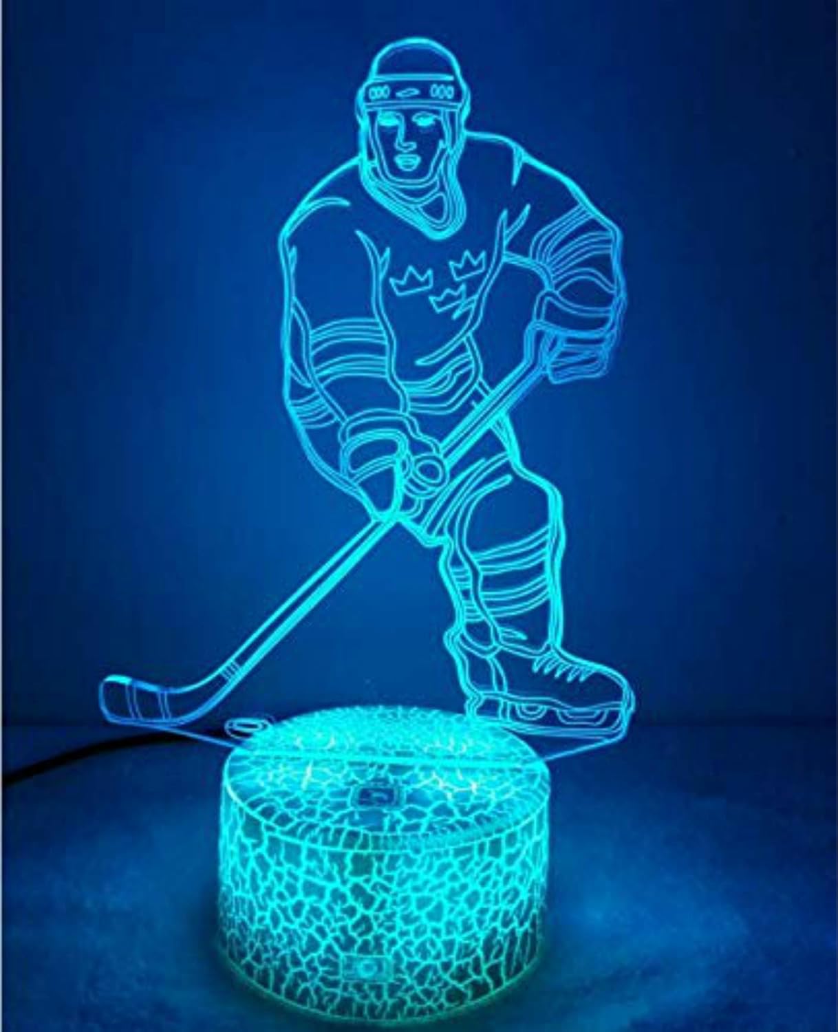 3D Ice Hockey Player Night Light 7 Color Change Touch Switch Desk LED ...