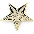 Amazon.com: Real Sic Baphomet Head Enamel Pin – Sabbatic Goat Pentagram ...