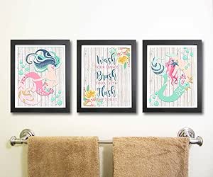 Amazon.com: Silly Goose Gifts Beautiful Mermaid Bathroom Wall Art Decor ...