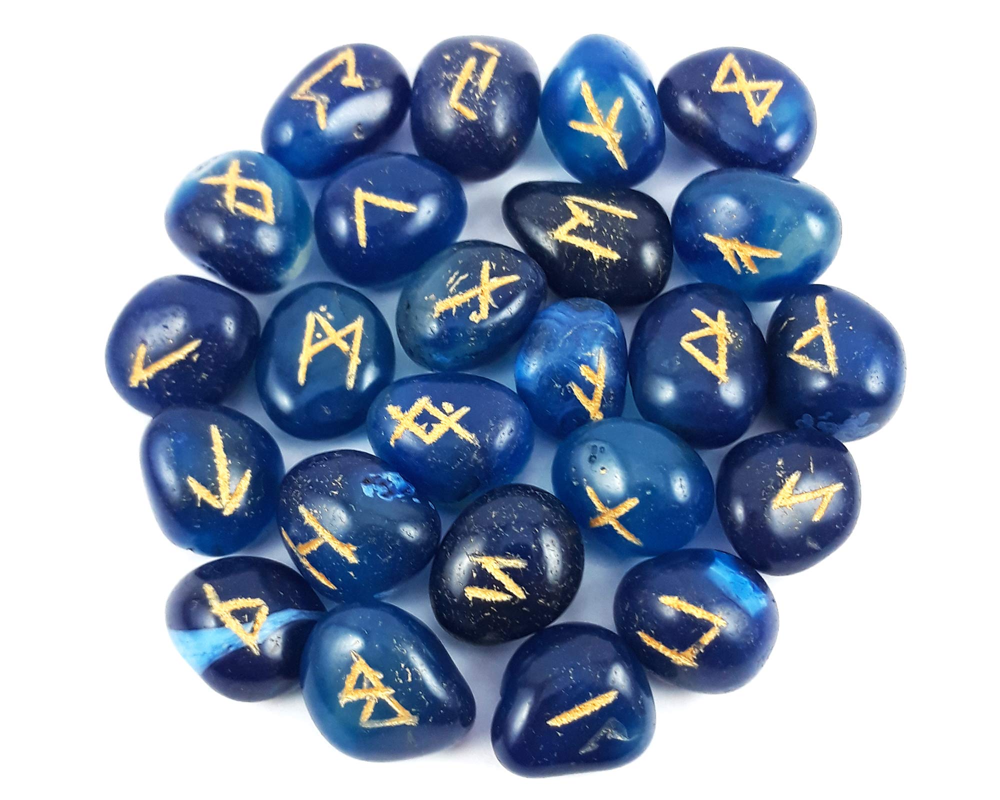 Runes Blue Agate Rune Stones Set Crystal Runes Viking Elder Futhark