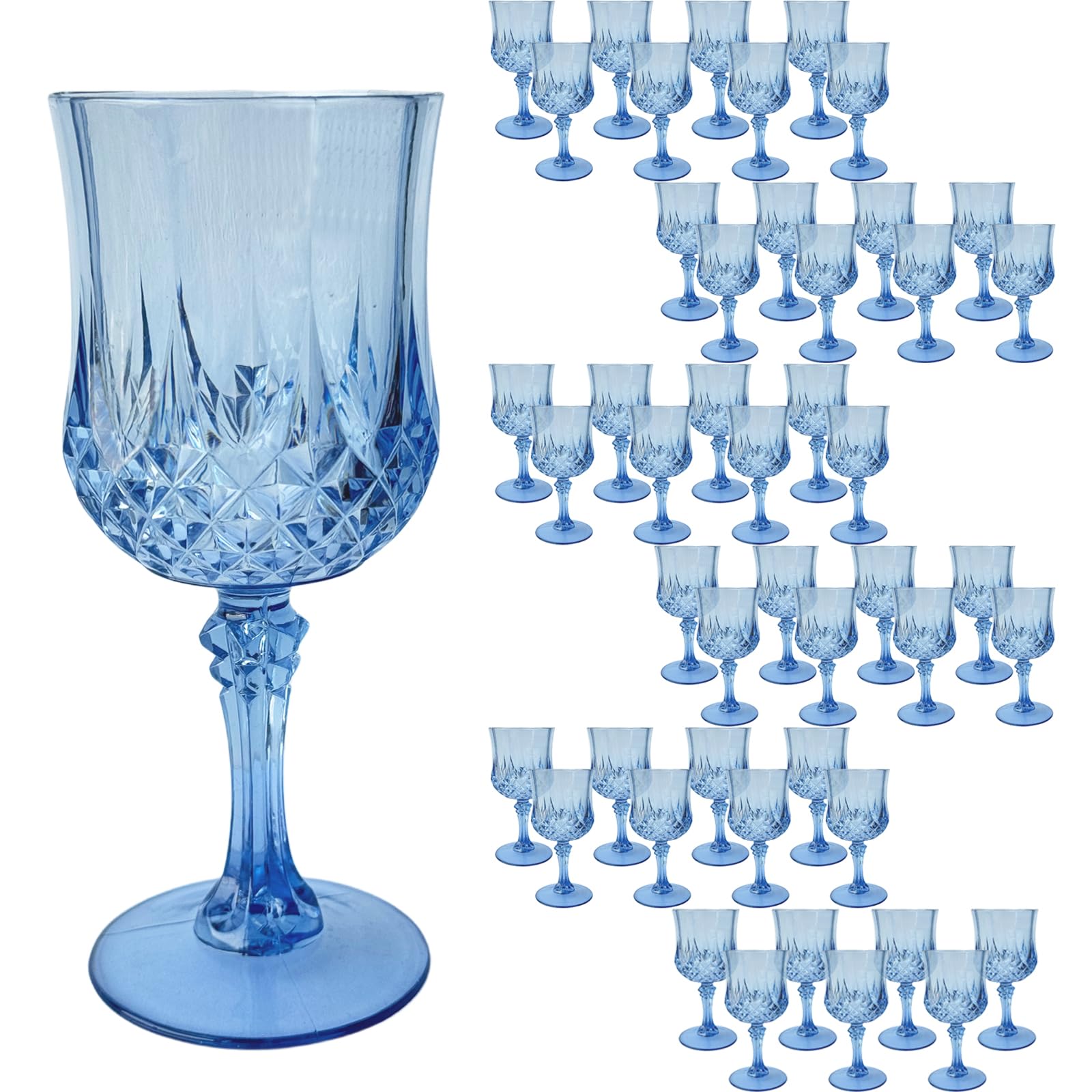 Veiuwa 48 Pcs Plastic Blue Wine Glasses?Plastic Cordial Glasses?Plastic ...