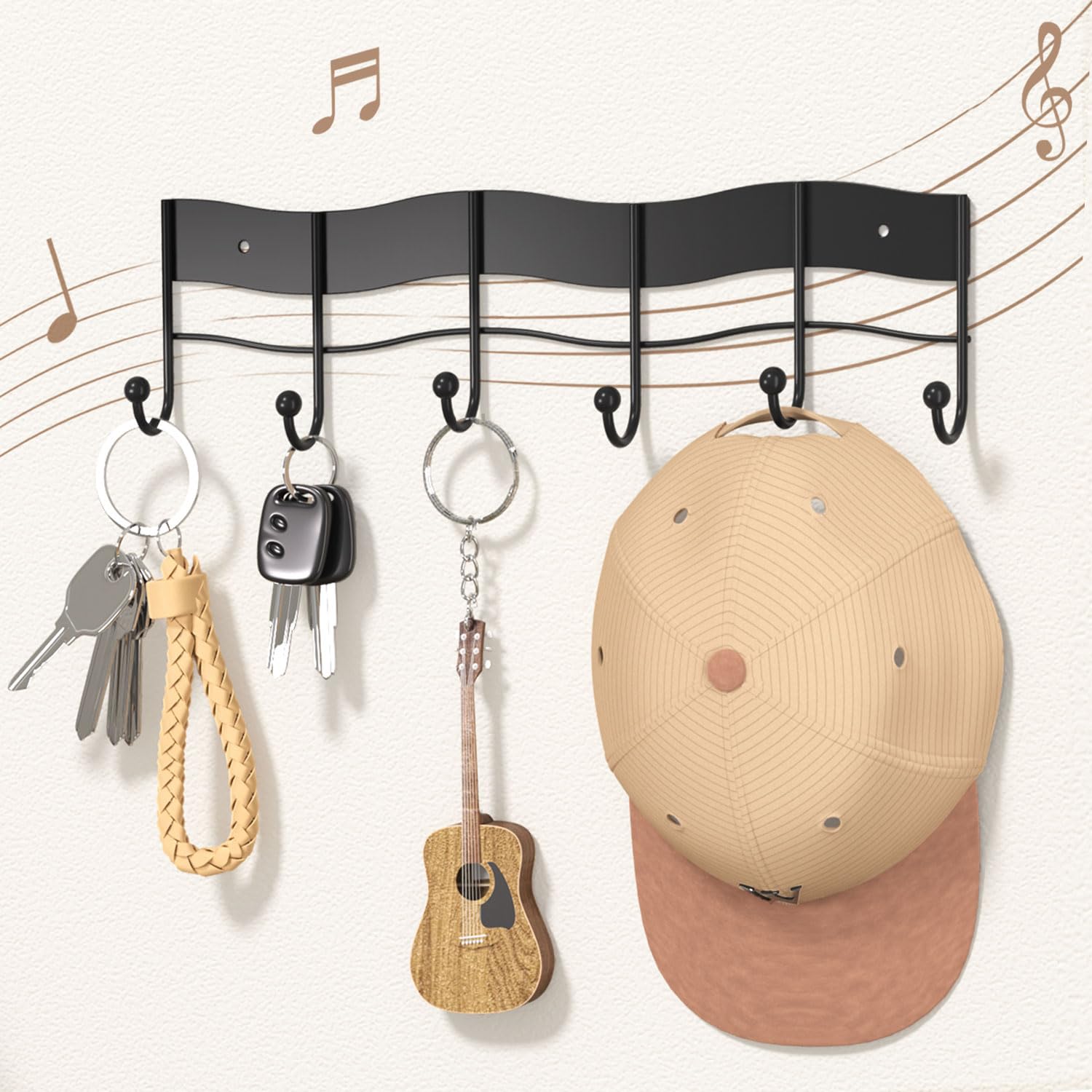 jockcaras Coat Rack Wall Mount: Musical Note Coat Hooks for Wall ...