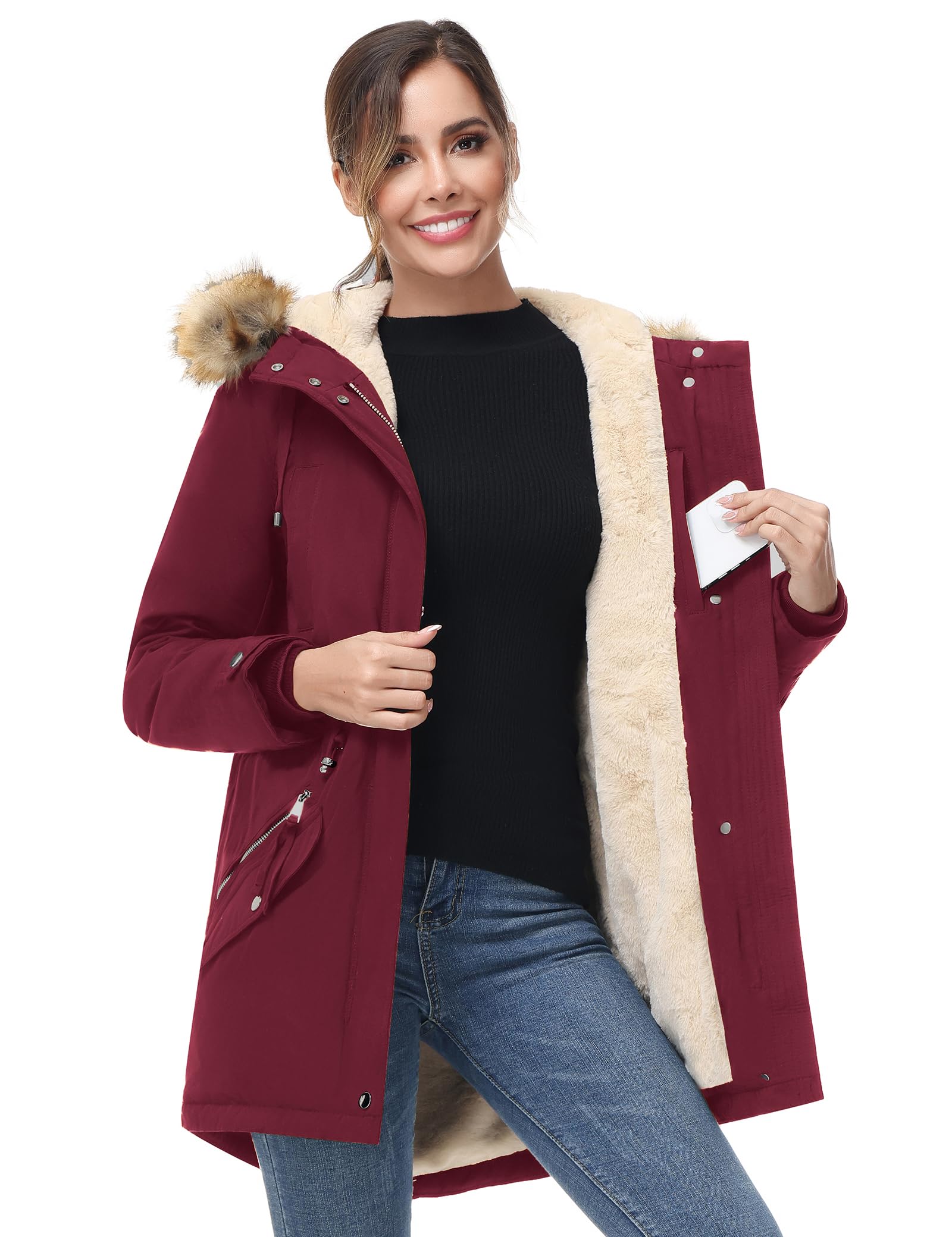 ANOTHER CHOICE Women's Hooded Winter Coat Waterproof Parka Jacket Warm ...