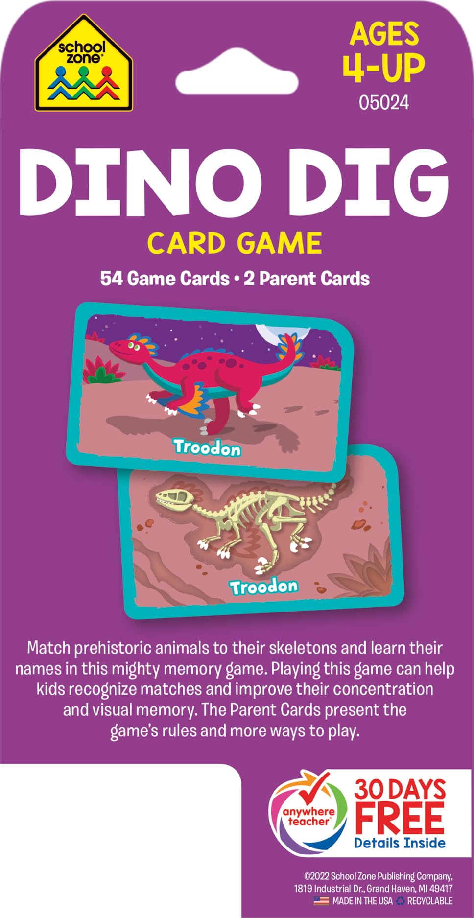 Mua School Zone - Dino Dig Card Game - Ages 4+, Preschool to ...