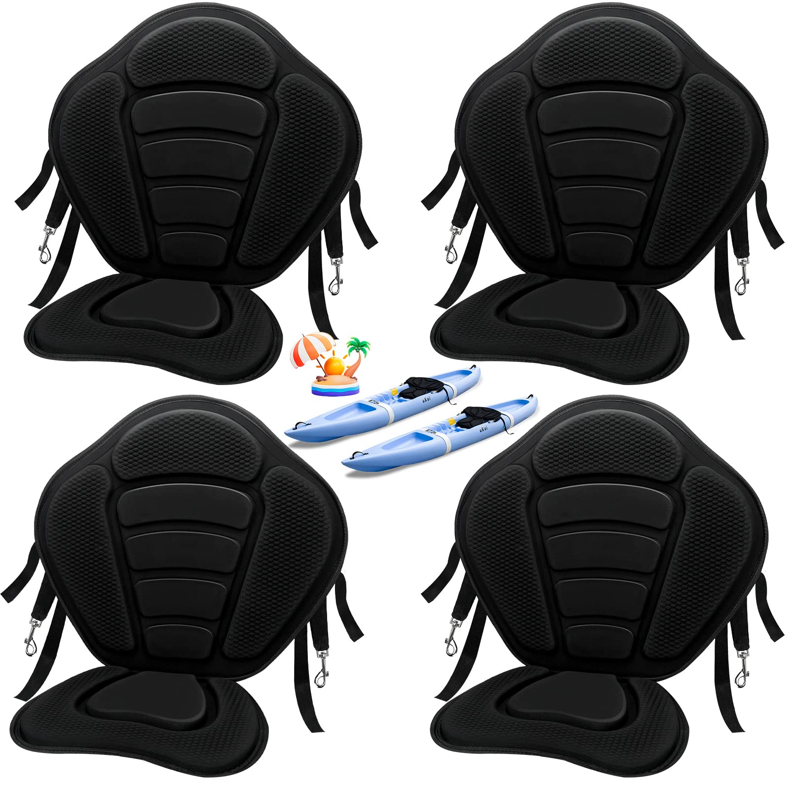 Wesiti 4 Pcs Kayak Seats Thickened Padded Kayak Seat with Back Support ...