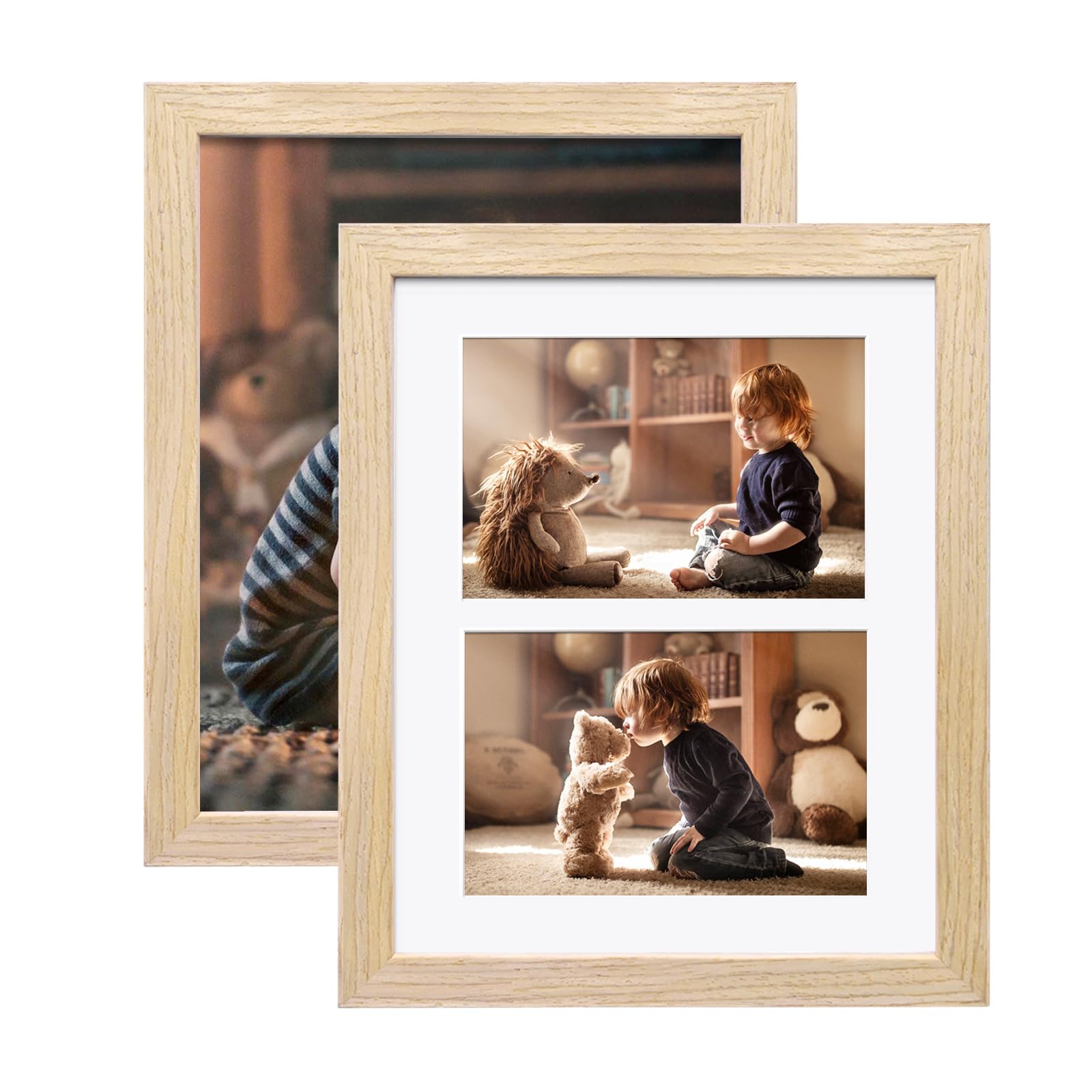 KINLINK 8x10 Collage Picture Frames Natural, Wood 2 Opening frames with ...