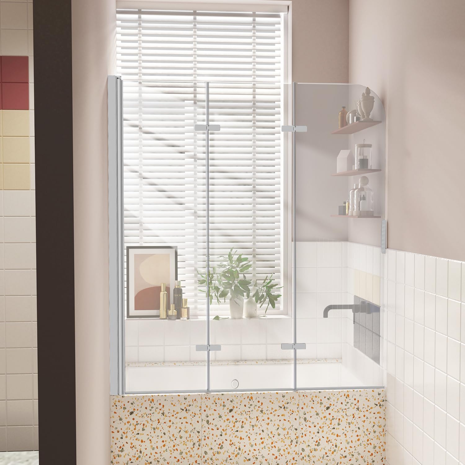 Hpeytaire Bathtub Shower Door Tempered Glass Shower Door With 6049