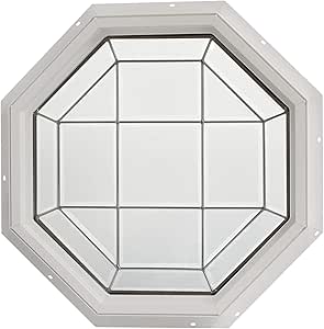 Park Ridge Vinyl Octagon Fixed Window with Platinum Geometric Square ...