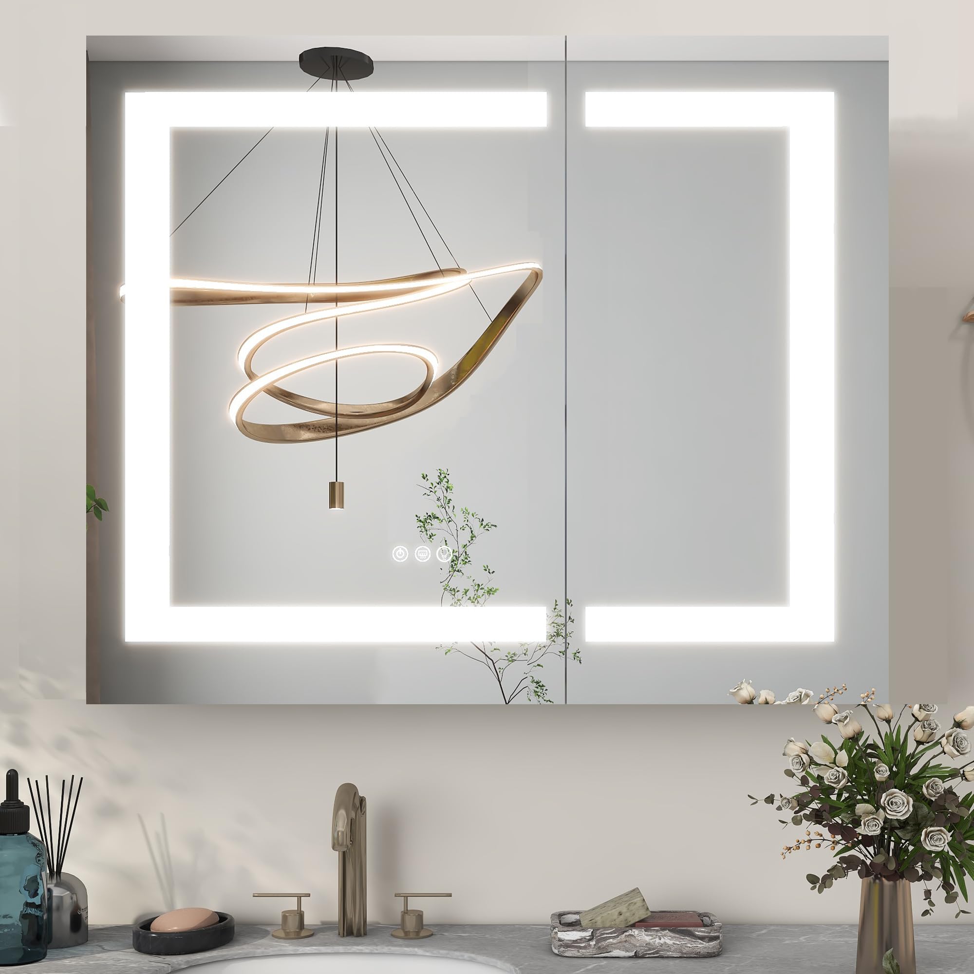 MIRPLUS 36 X 30 inch Bathroom Medicine Cabinet with Mirror, Recessed or ...