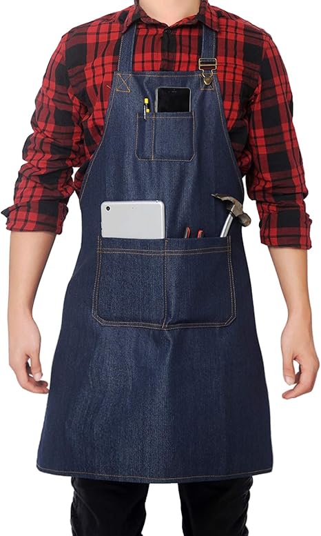 Amazon.com: Lightweight Denim Jean Tool Apron with Pockets Waterproof ...