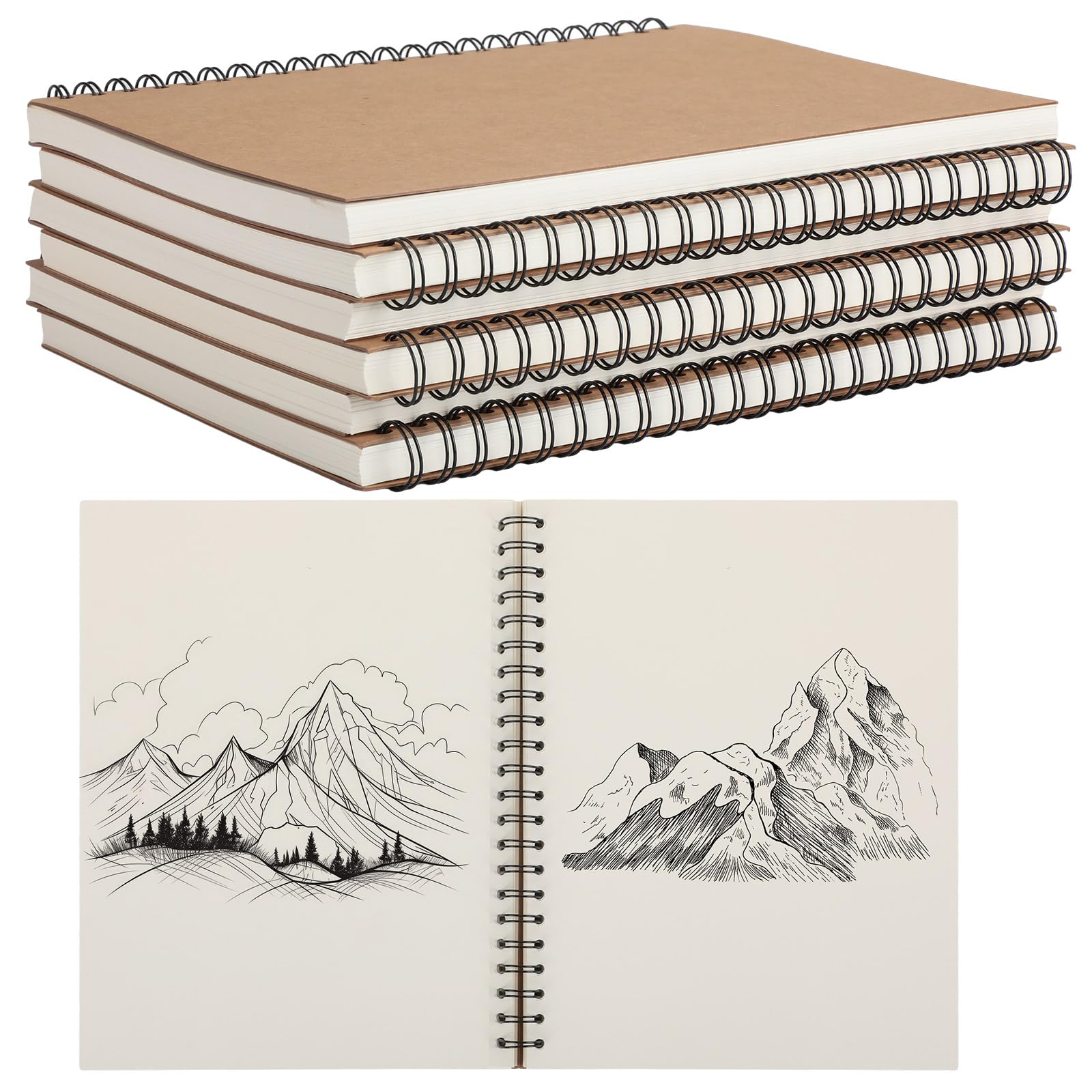 PerKoop 1 Pcs 8.5"x11" Spiral Sketch Pad A4 Large 100 Sheet Blank ...