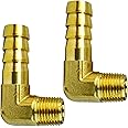 2pcs Brass Hose Barbed Elbow Fitting 90 Degree Elbow 3/8" Hose Barb to 1/8" NPT Male by CX ...
