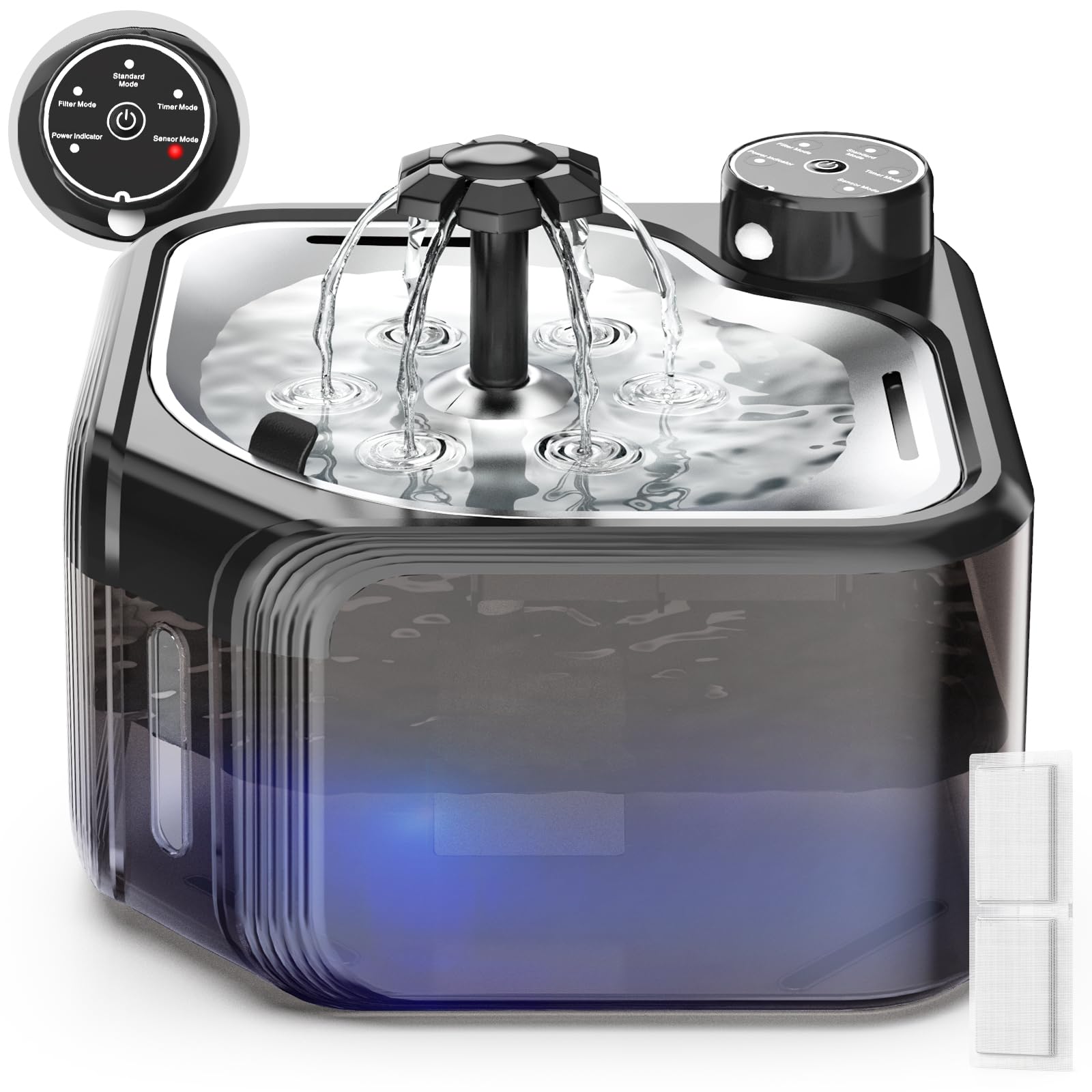 ShuxT Battery Operated Cat Water Fountain, 2.8L/95oz Wireless Cat Water ...