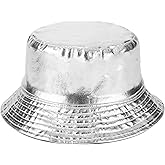 phnydreg Metallic Bucket Hat Fashion Fishing Cap Reversible Sun Hats ...