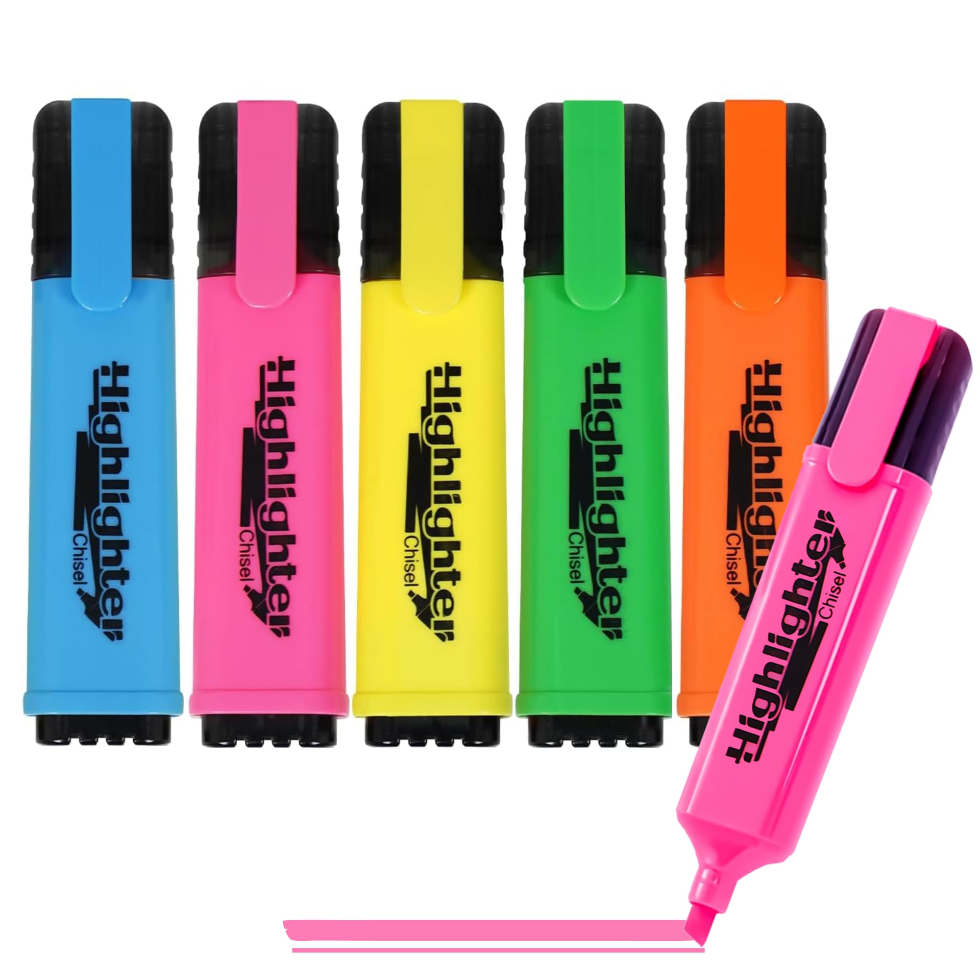 FLEXOFFICE 5 Fluorescent Chisel Tip Highlighters, Assorted Aesthetic ...
