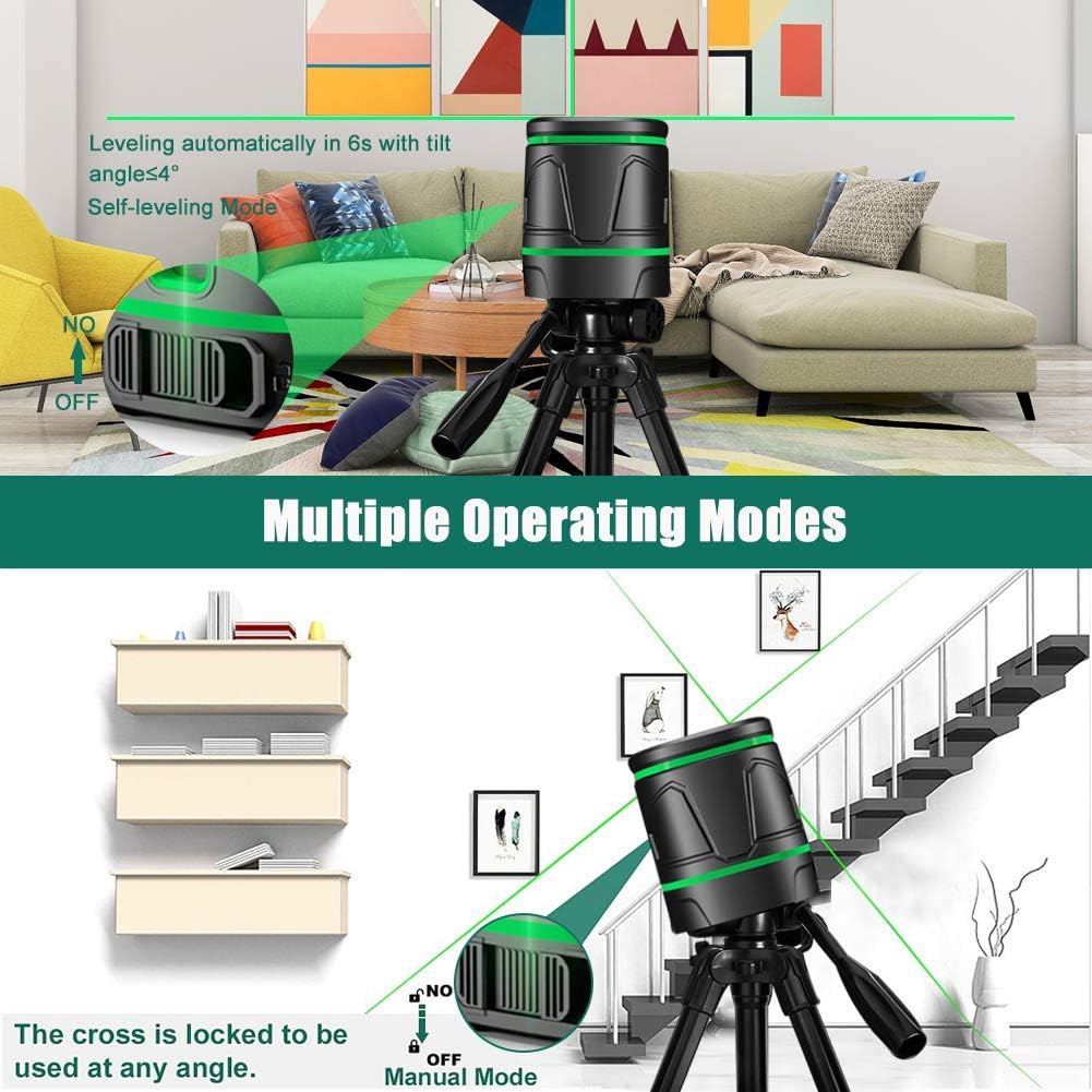 Laser Level, Green Beam Laser Level, Rechargeable Cross Line Self ...
