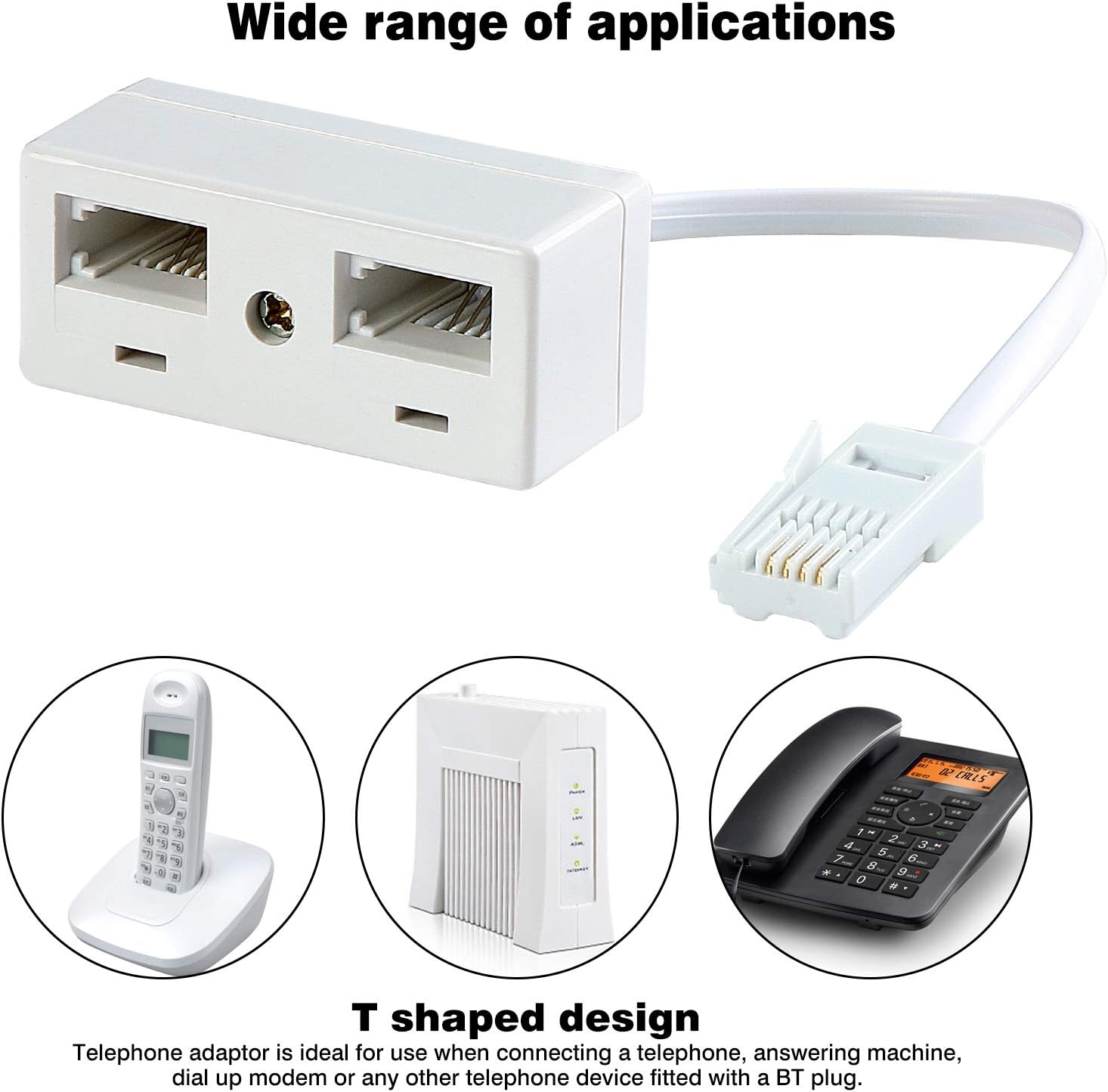 HSEAMALL 5PCS One UK BT Plug to Two UK BT Telephone Splitter Socket ...