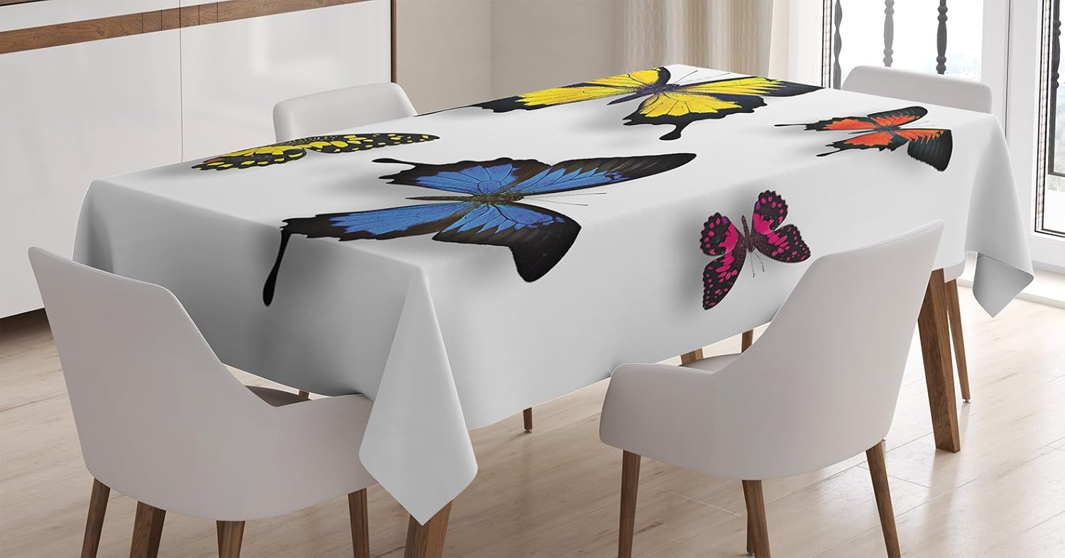 Amazon.com: Ambesonne Butterfly Tablecloth, Various Colorful ...
