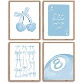 Amazon.com: okaxscm Light Blue Coquette Trendy Preppy Wall Art Prints ...
