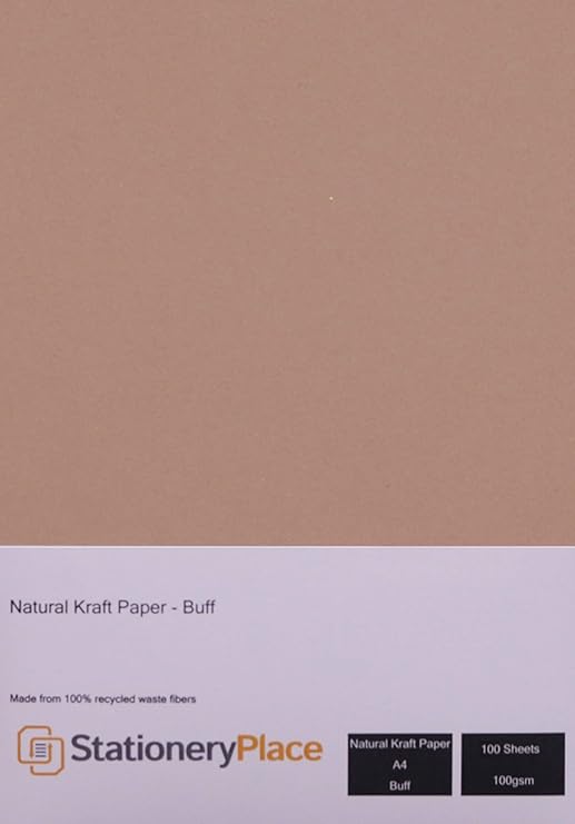 Stationery Place Buff Recycled Natural Kraft Paper A4 100 GSM 100 Sheet ...