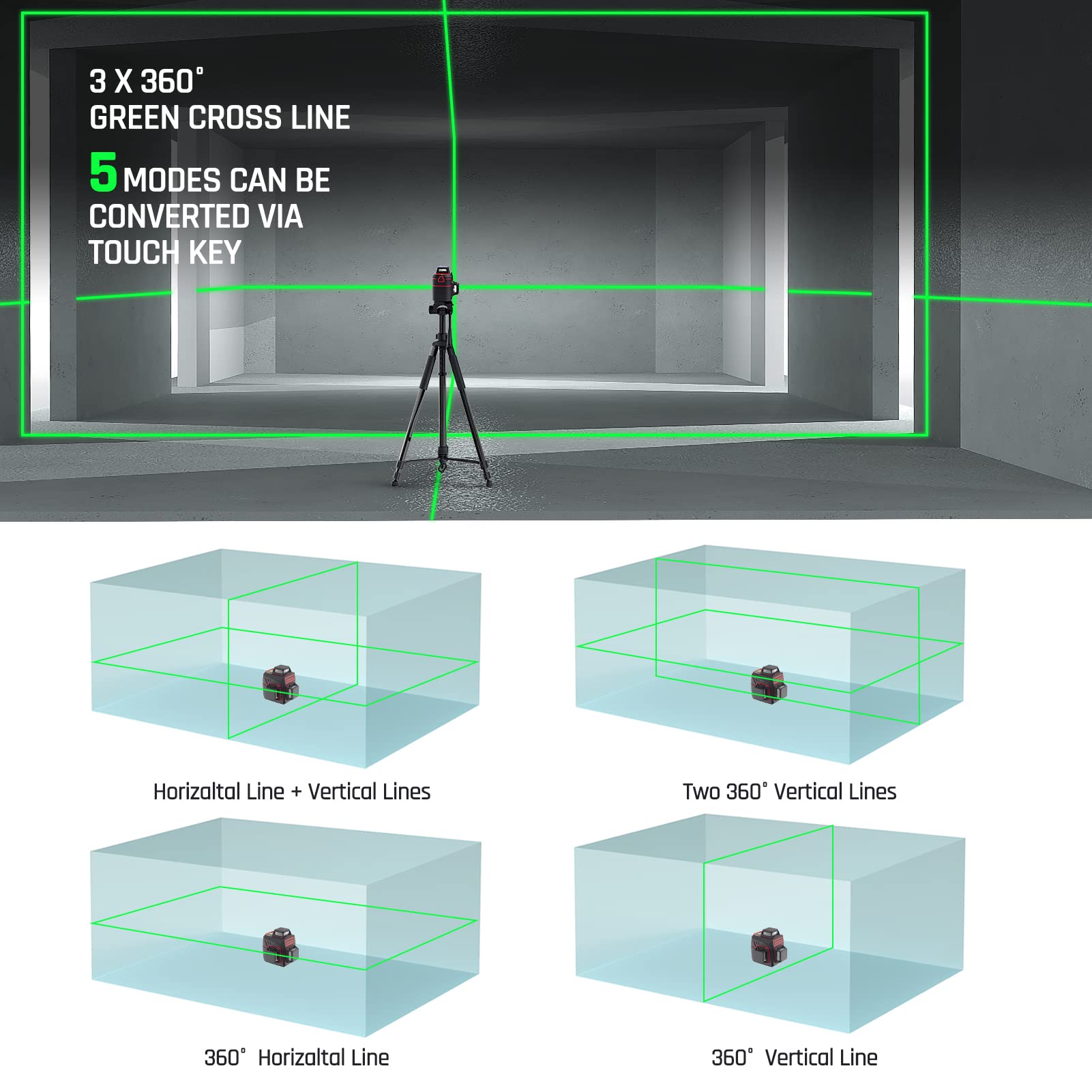 Mua Self Leveling Laser Level 3x360° 3D Cross Line Rotary Lasers Green ...
