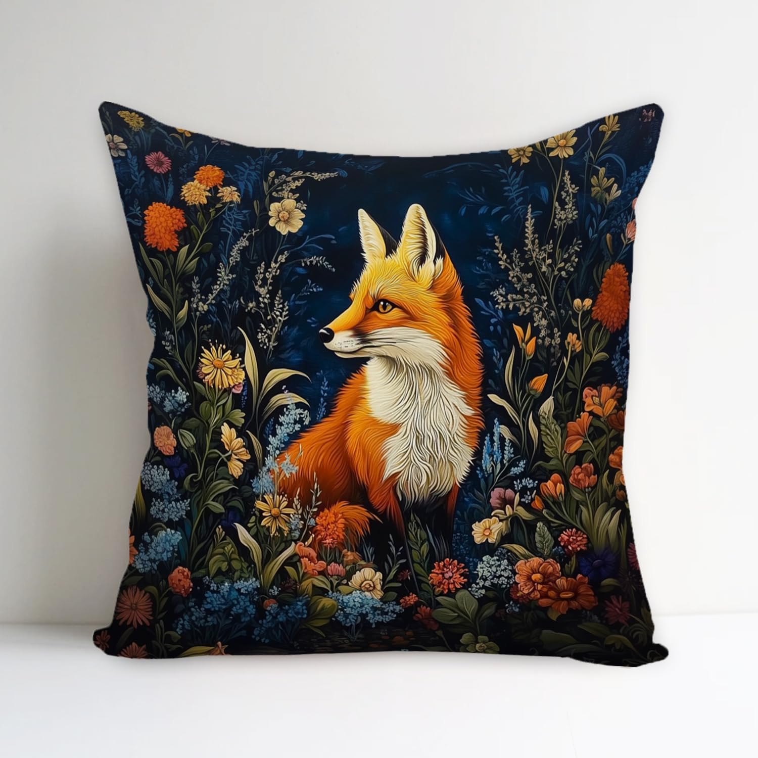 SUNFYCN William Morris Abstract Vintage Floral Velvet Fox Design Throw ...